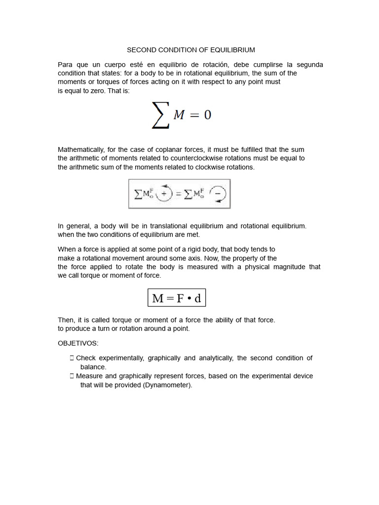 Second Condition of Equilibrium | PDF | Friction | Force