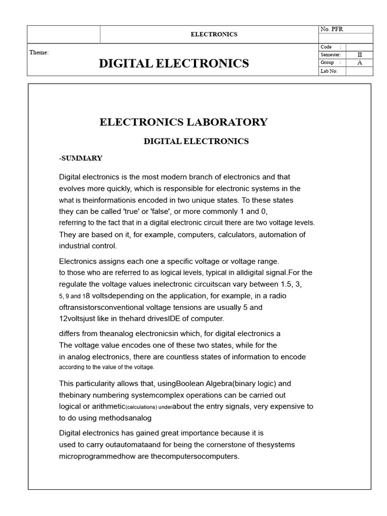 Digital Electronics Report | PDF | Logic Gate | Digital Electronics