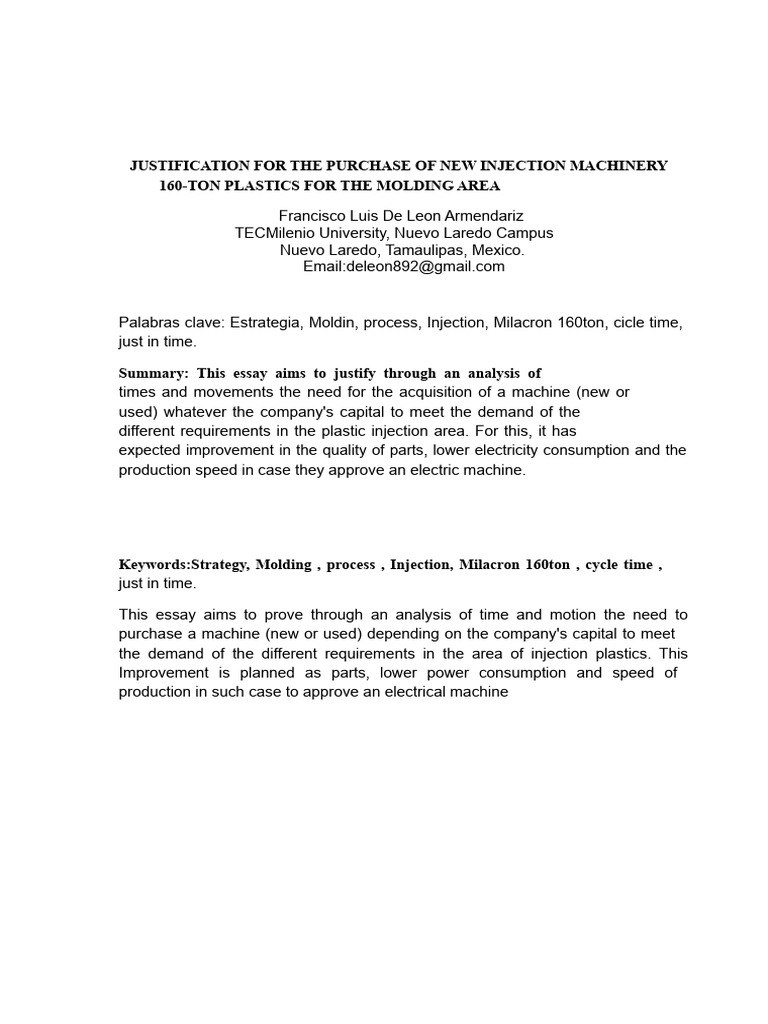 JUSTIFICATION_FOR_THE_PURCHASE_OF_MACHINERY.docx | PDF | Strategic ...