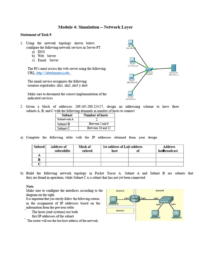 Network Exercises With Packet Tracer | PDF | Computer Network | Ip Address