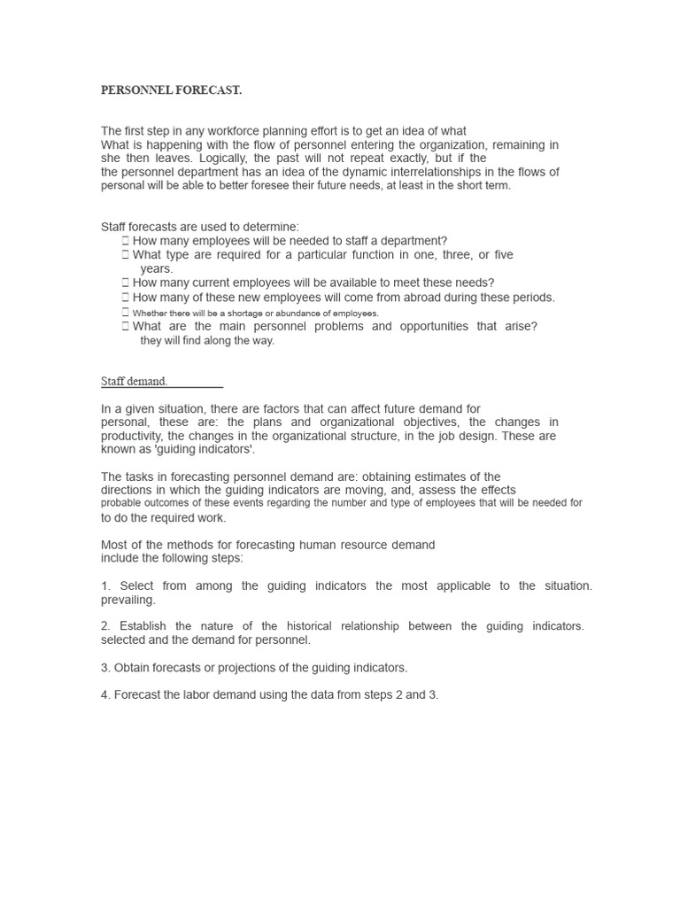 Personnel Forecasting for Workforce Planning | PDF | Forecasting | Sales
