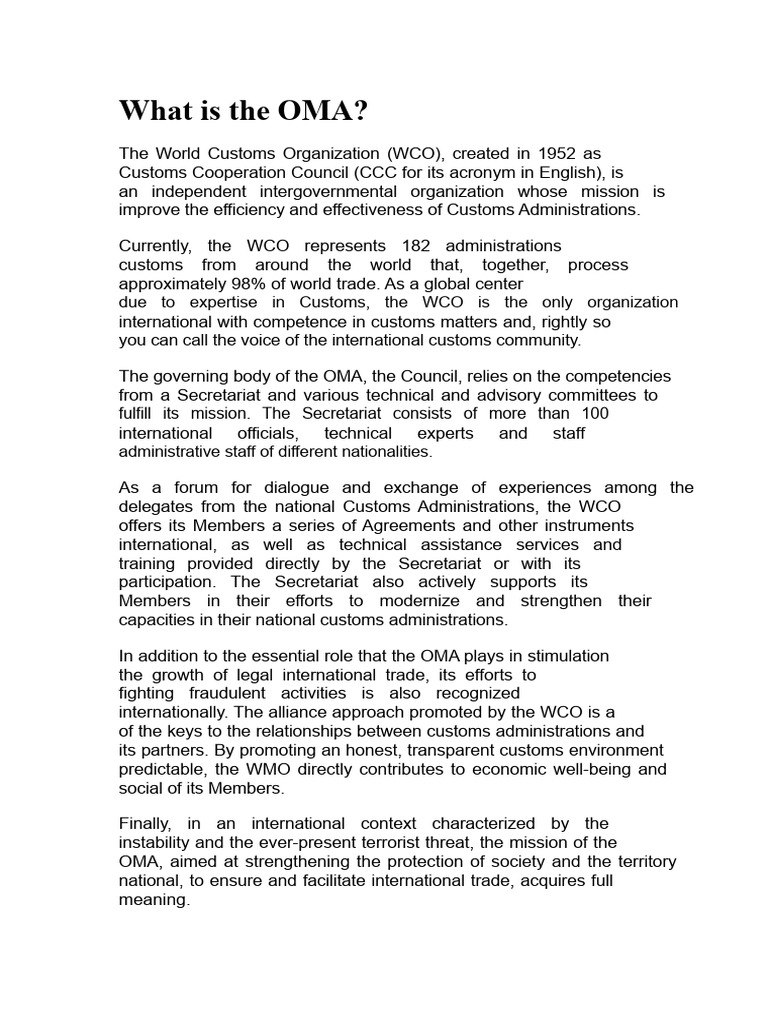 What Is The OMA? | PDF | International Relations | Global Politics