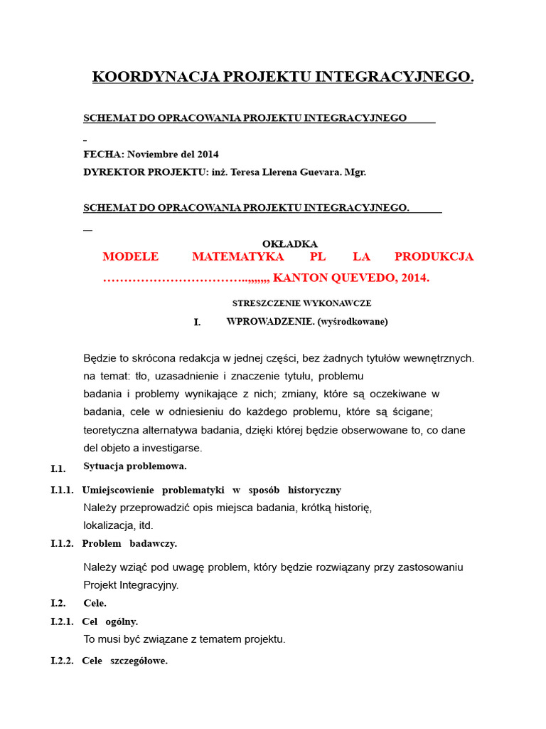 Schemat Projektu Integracyjnego | PDF