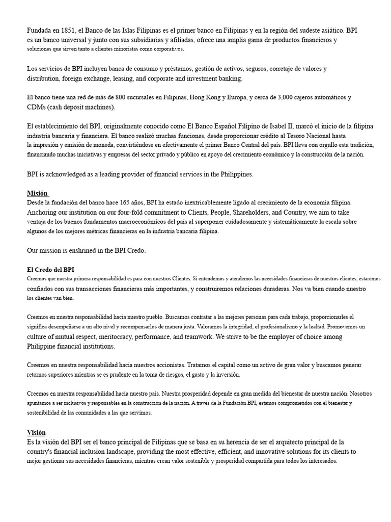 Todo Sobre BPI | PDF | Bancos | Servicios financieros