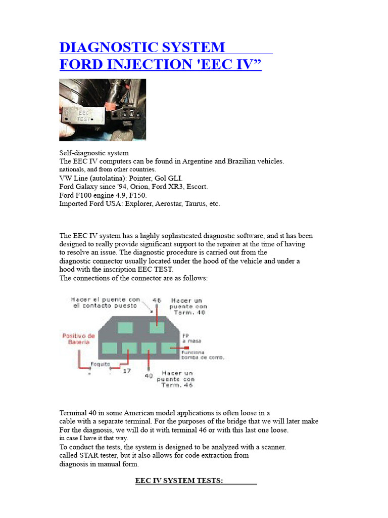 Ford EEC IV Diagnostic System Guide | PDF | Throttle | Manufactured Goods