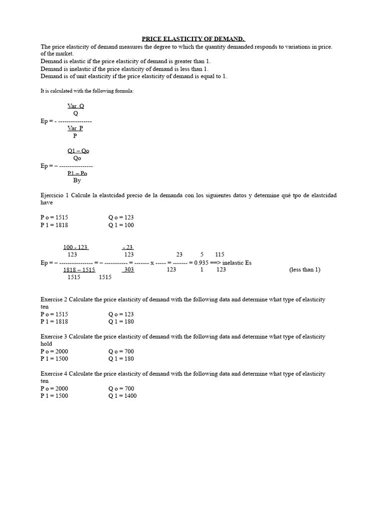 Complete Exercise On Elasticities | PDF | Elasticity (Economics) | Demand
