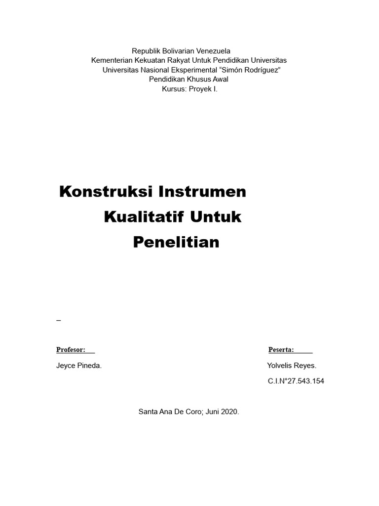 Instrumen Kualitatif untuk Penelitian | PDF