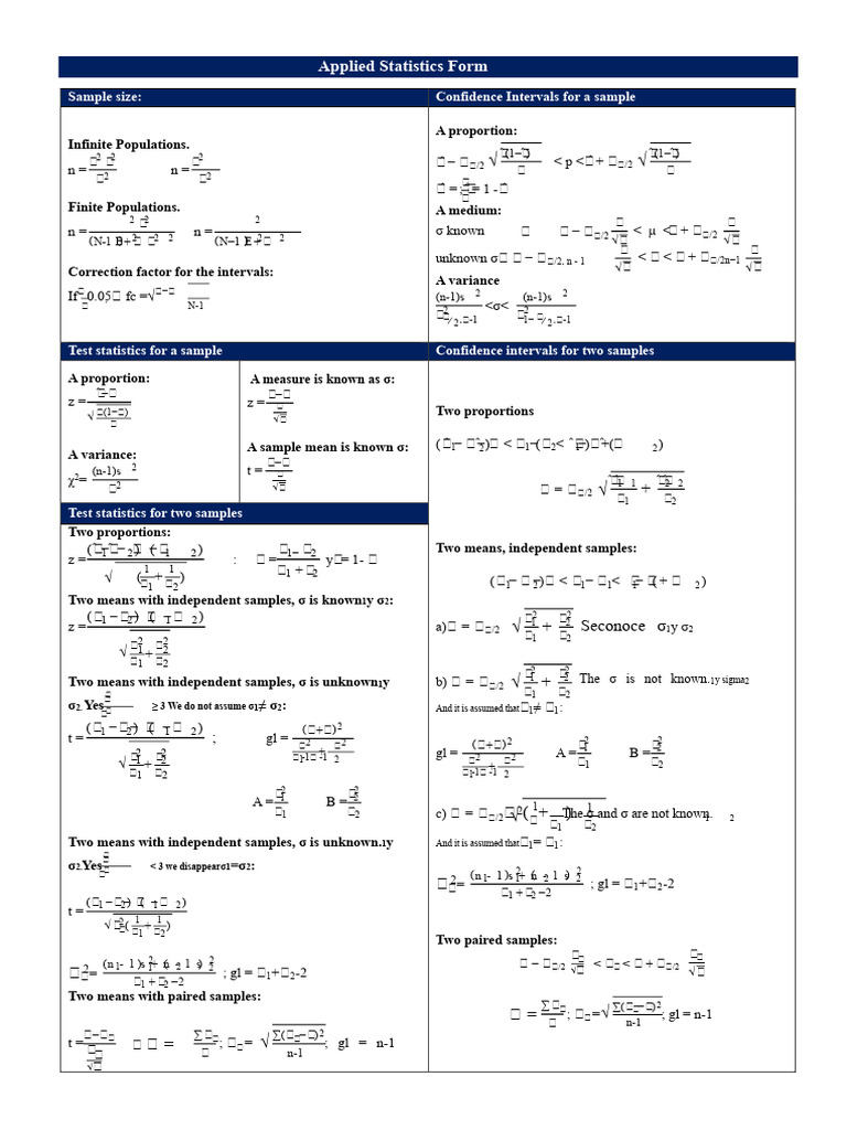 Applied Statistics: Confidence Intervals & Tests | PDF | Statistics ...