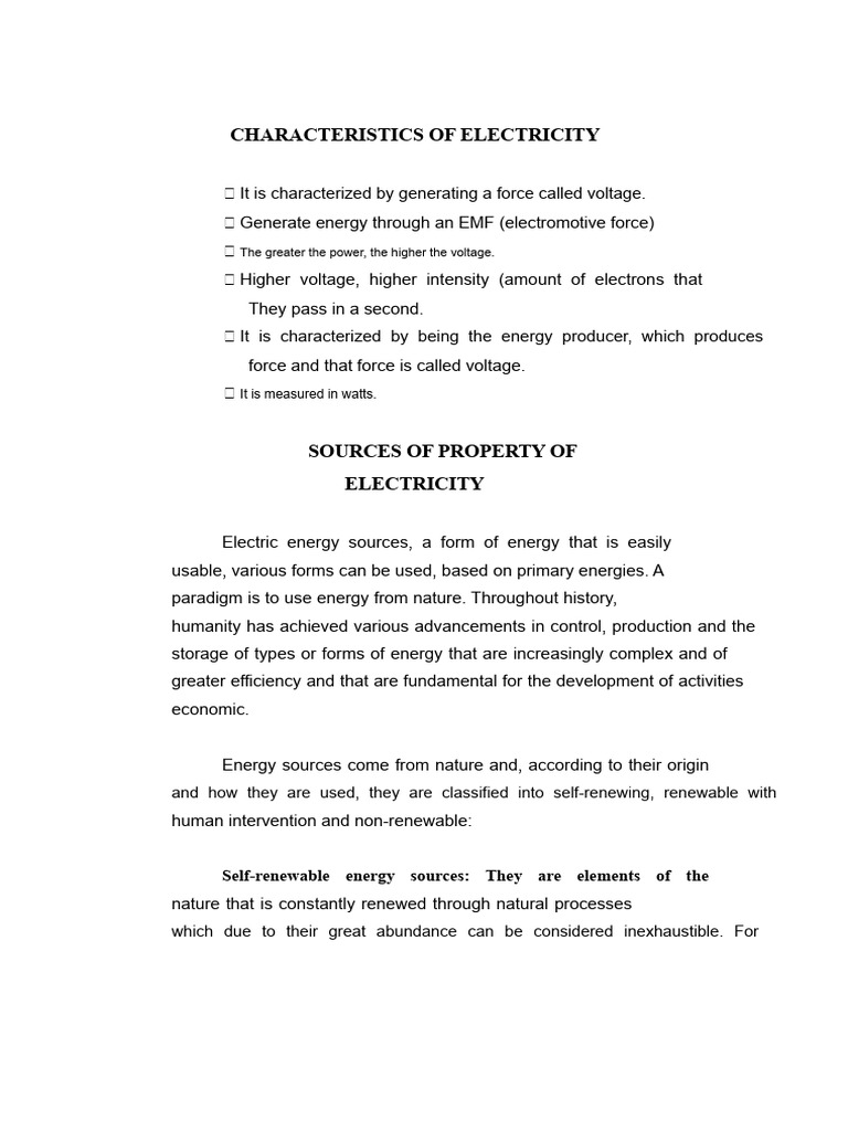 Key Characteristics of Electricity | PDF | Energy Development | Solar ...