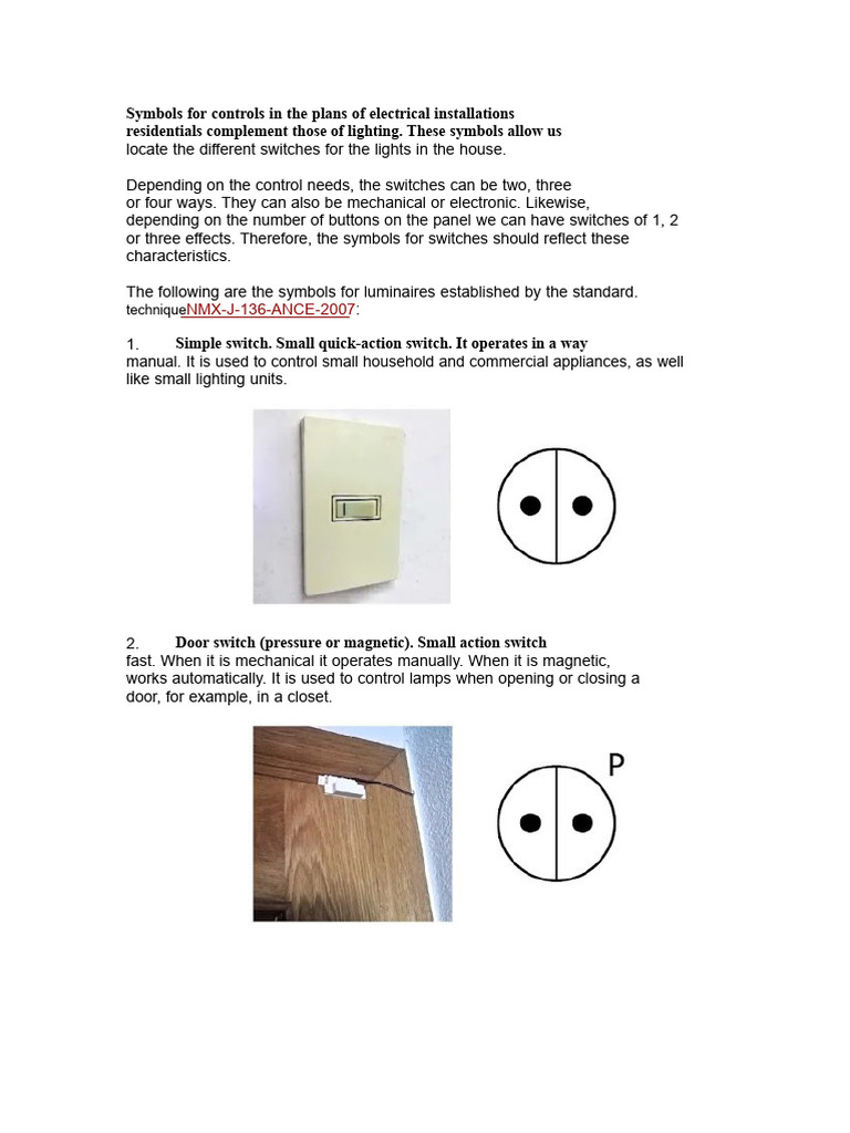 Electrical Installation Switch Symbols | PDF | Switch | Electrical Wiring