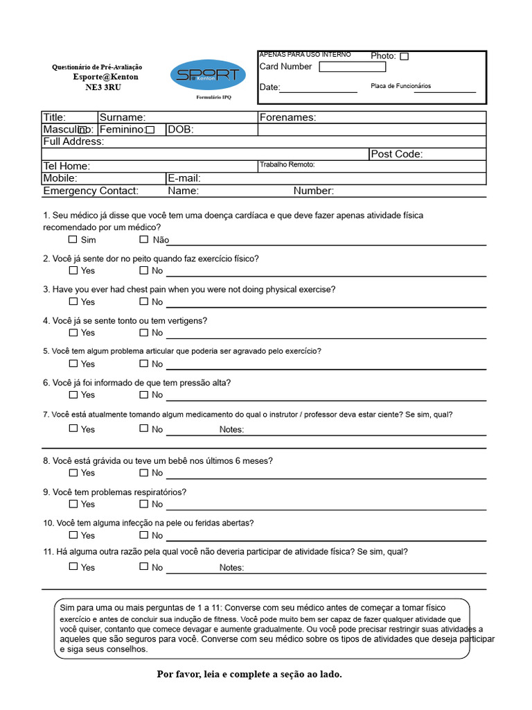 PARQ Form.pdf | PDF | Deficiência