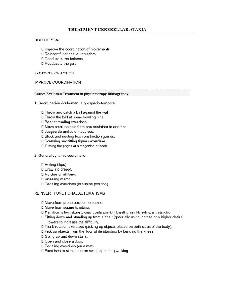 Physiotherapy Exercises For Cerebellar Ataxia | PDF | Foot