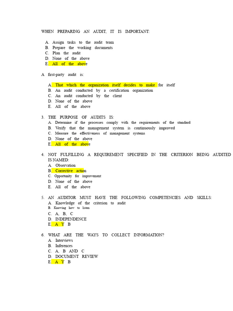 Questions and Answers Iso 45001 | PDF | Audit | Occupational Safety And ...