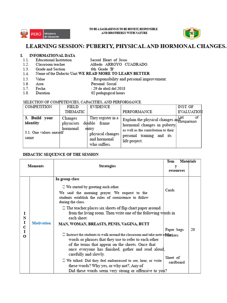 Puberty Physical and Hormonal Changes 2 Sessions | PDF | Puberty ...