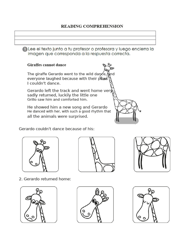 I READ AND UNDERSTAND Giraffes Can't Dance | PDF