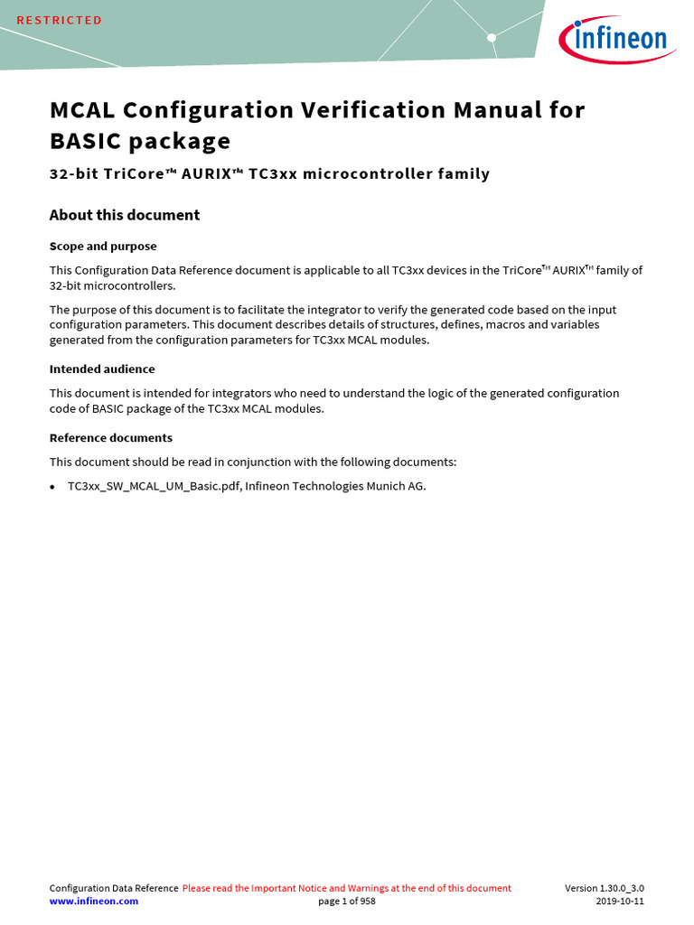 TC3xx SW MCAL BASIC Config Verification Manual | PDF | Microcontroller ...