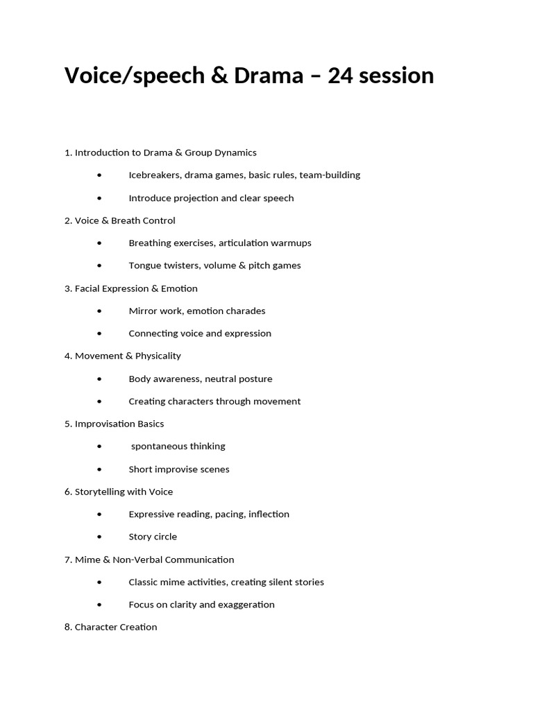24 Session Speech & Drama | PDF | Human Voice | Nonverbal Communication