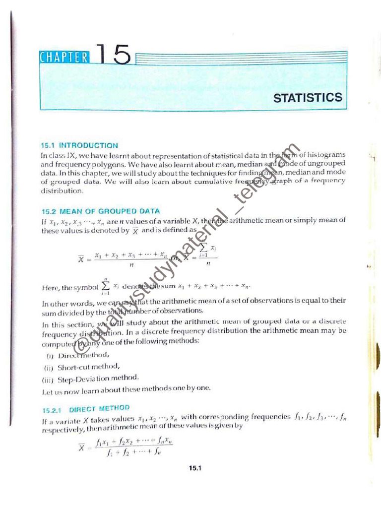 RD Sharma Class10-Statistics | PDF