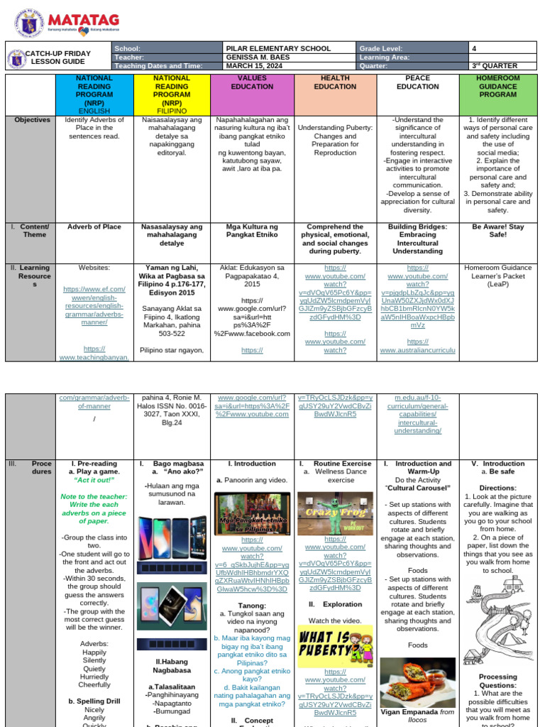 Grade 4 Catch Up March 152024 | PDF