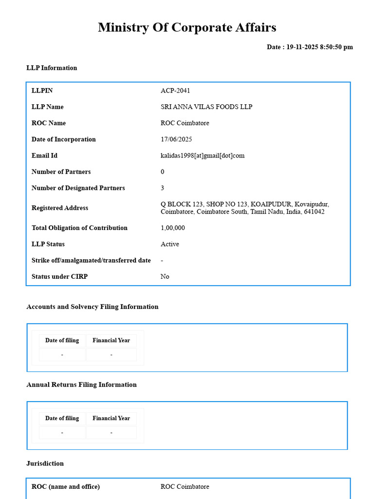 Ministry of Corporate Affairs - MCA Services | PDF