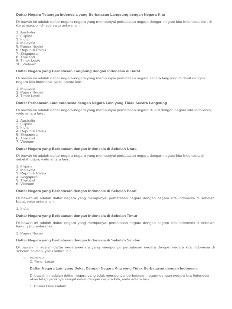 Negara-Negara Tetangga Indonesia | PDF