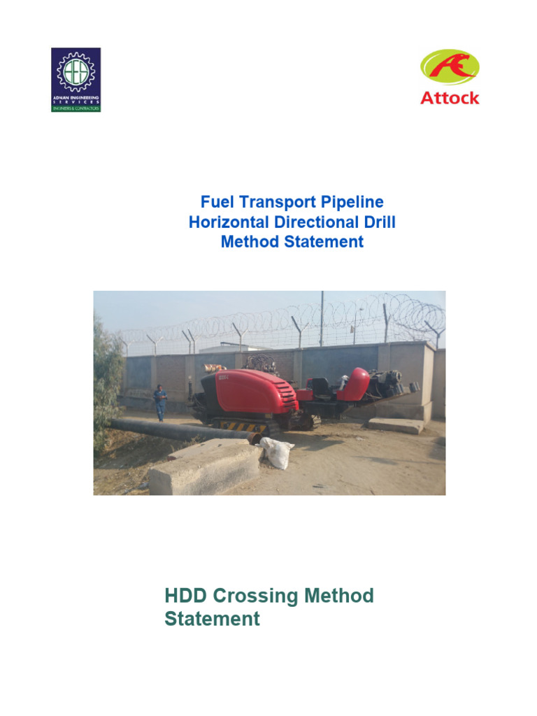 HDD Method Statement for Pipeline Installation | PDF | Drilling | Pipe ...
