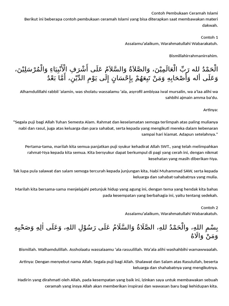 Pembukaan Ceramah Islami yang Inspiratif | PDF