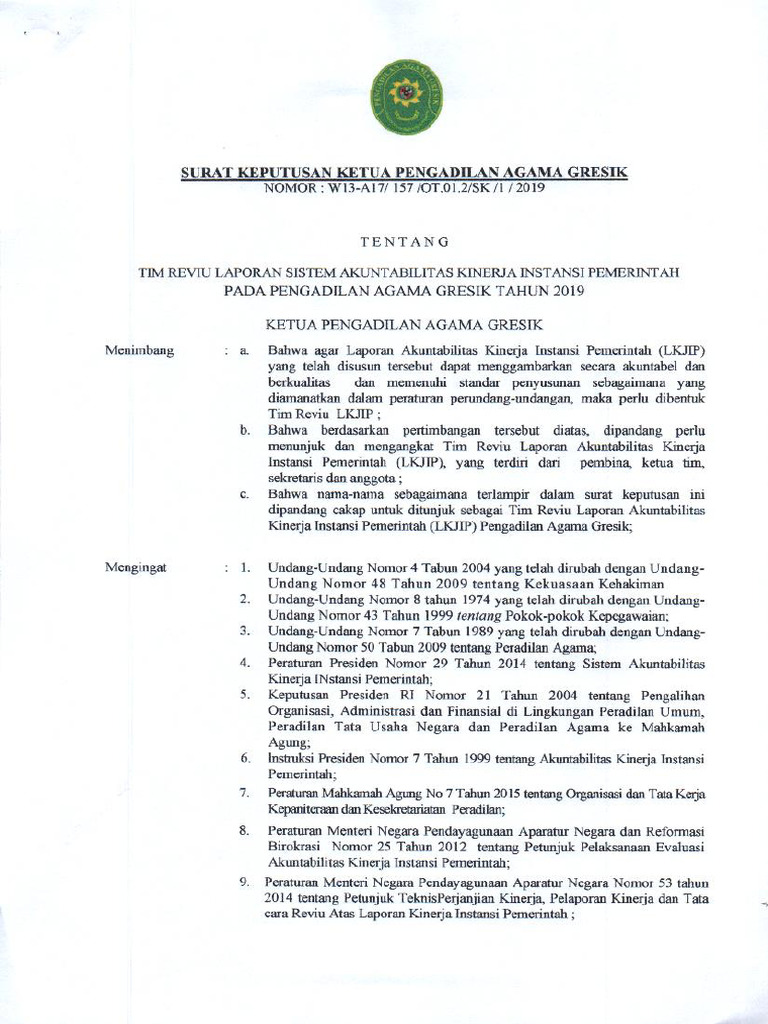 SK Tim Reviu Laporan Sakip | PDF