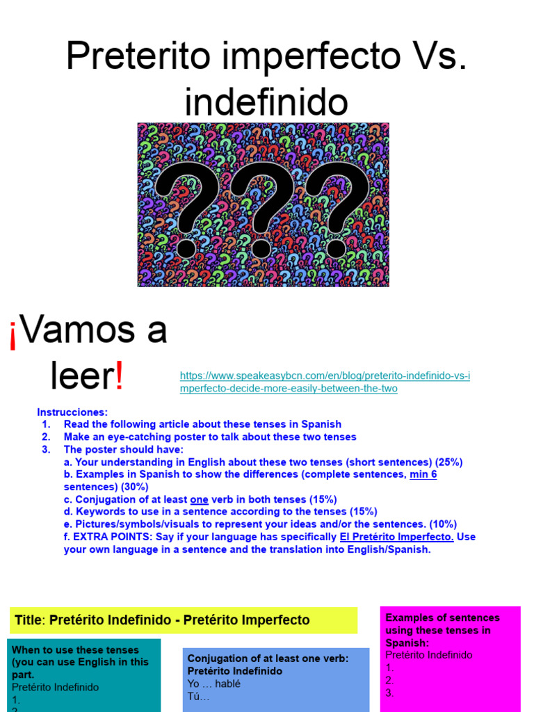 GC Preterito Imperfecto vs. Indefinido gr7 | PDF | Semantics | Language ...
