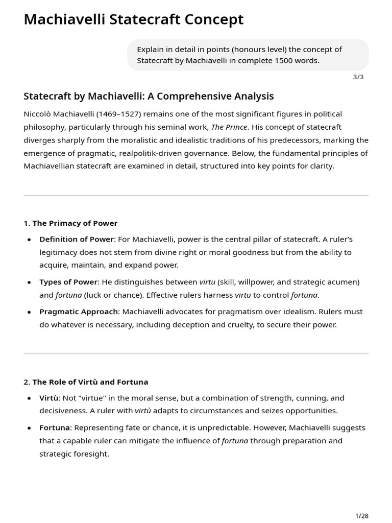 Machiavelli's Statecraft Principles Explained | PDF | Niccolò ...