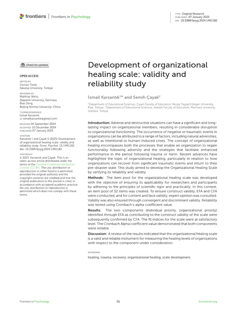 Organizational Healing Scale Development | PDF | Psychological ...