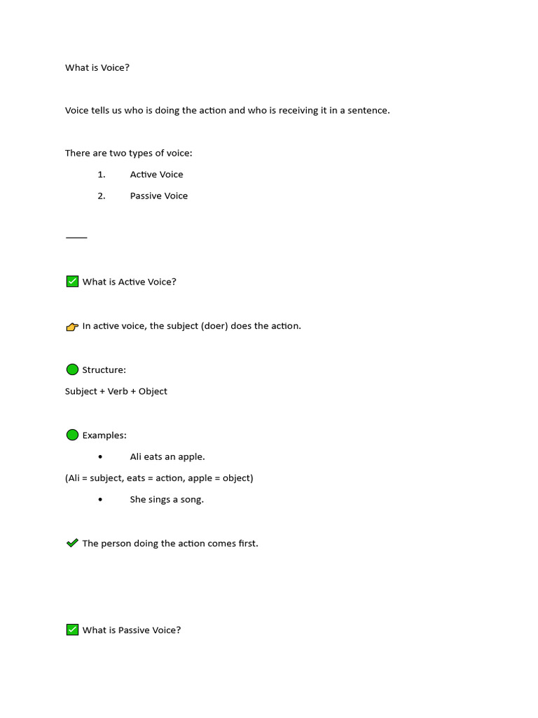 Understanding Active and Passive Voice | PDF | Verb | Subject (Grammar)