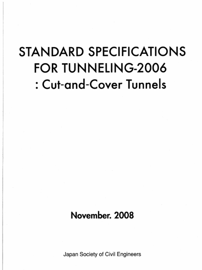 Jsce Standard Specifications For Tunneling 2006cut and Cover Tunnels ...