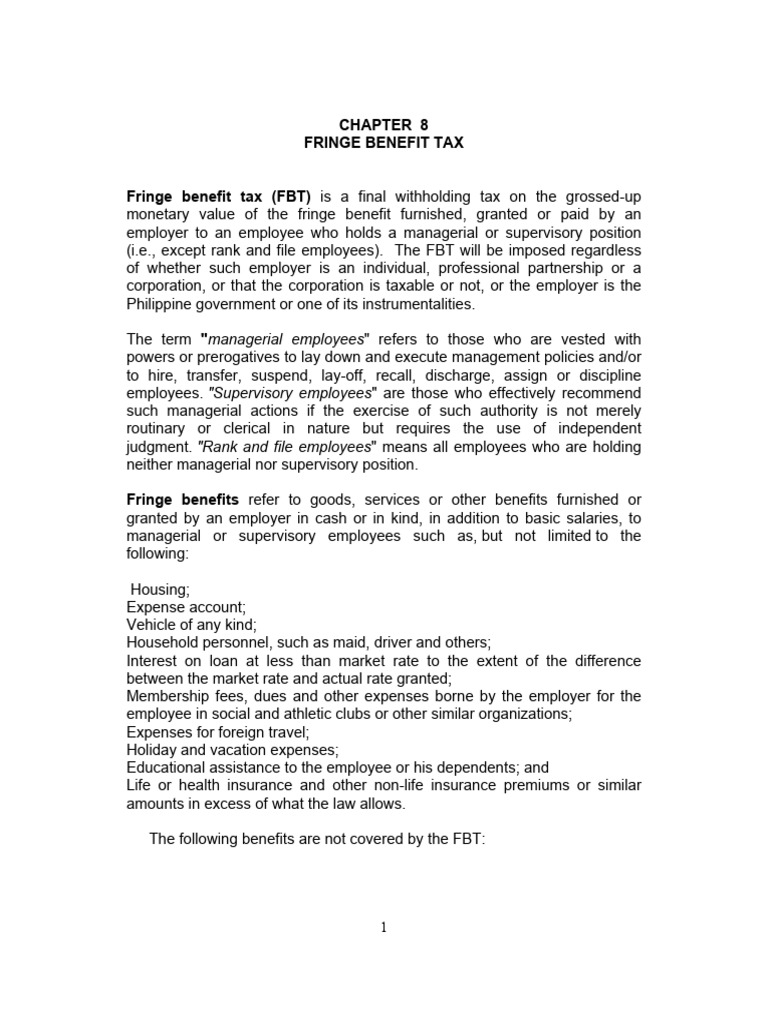 Chapter 8 - Fringe Benefits Tax | PDF | Employee Benefits | Employment