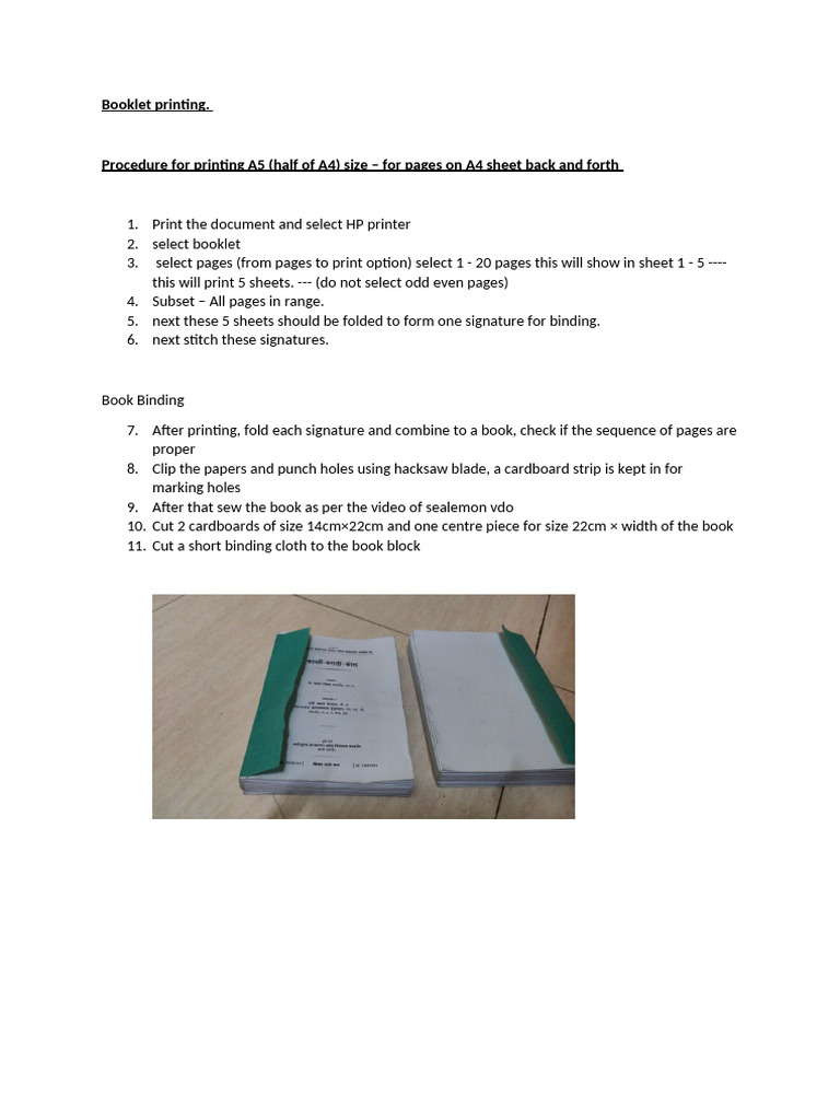 A5 Booklet Printing and Binding Guide | PDF