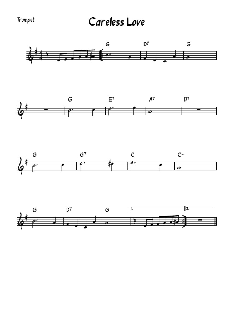 Careless Love Trumpet Sheet Music | PDF