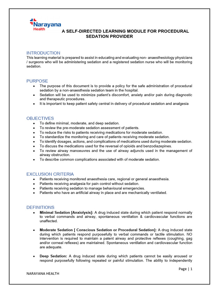Procedural Sedation Training Module | PDF | Anesthesia | Health Care