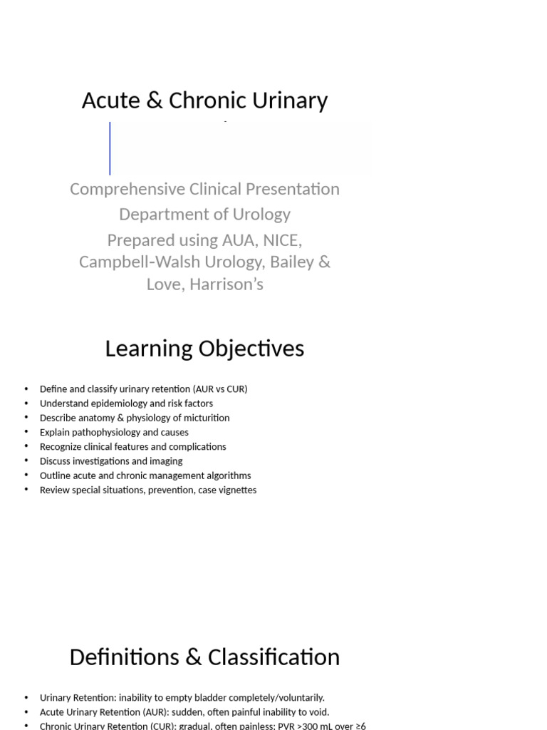 Acute and Chronic Urinary Retention Guide | PDF | Urinary Incontinence ...