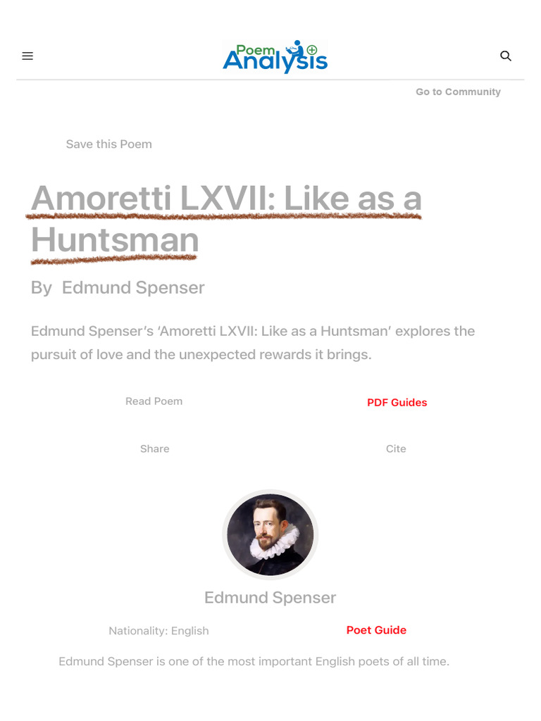 Spenser's Amoretti LXVII Analysis | PDF | Poetry | Edmund Spenser