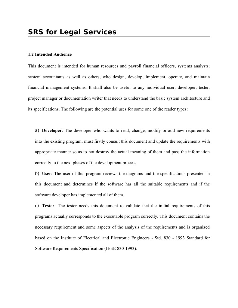 SRS For Legal Services | PDF | Specification (Technical Standard) | Databases