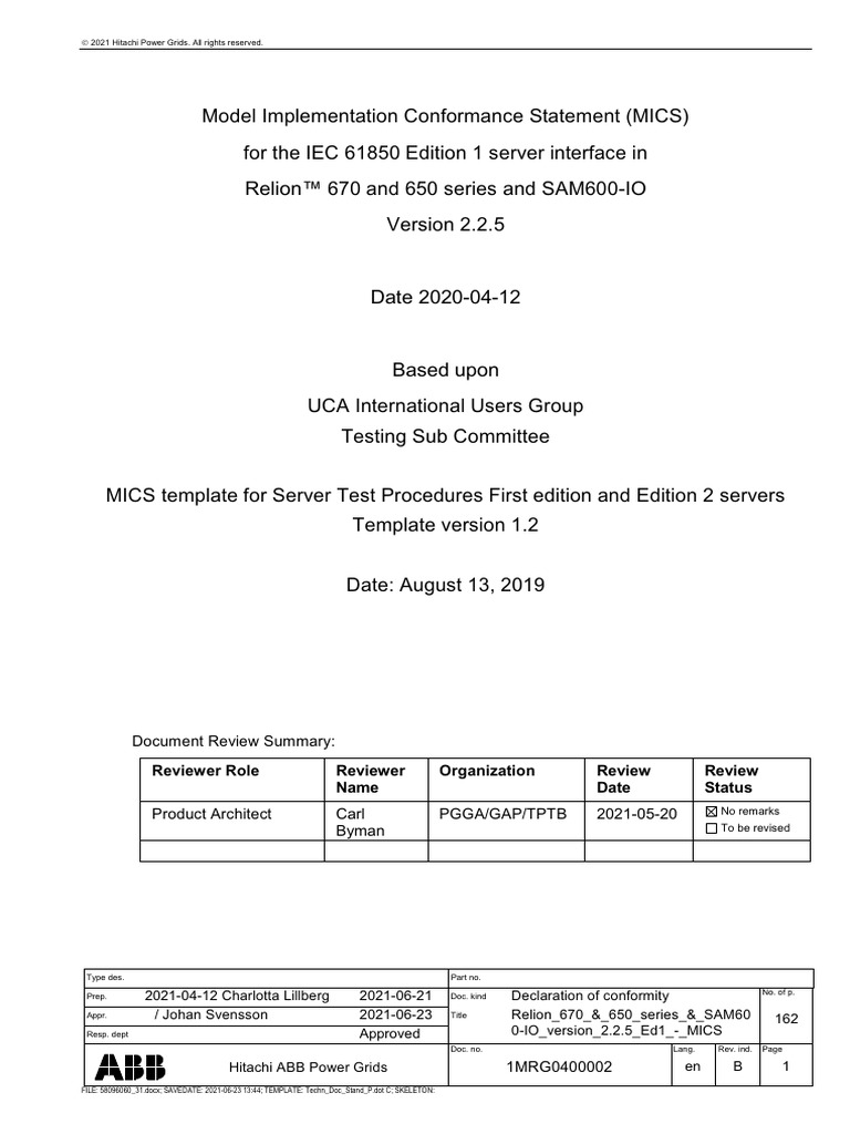 1MRG0400002 en B Relion 670 650 Series SAM600-IO Version 2.2.5 Ed1 ...
