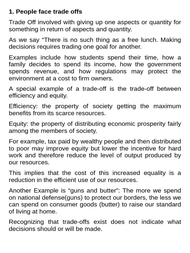 Understanding Economic Trade-Offs and Decisions | PDF | Market ...