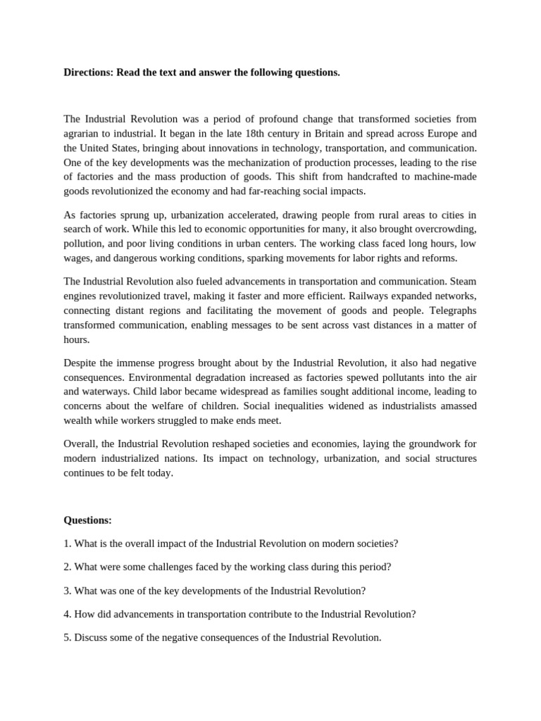 Ex. W Reading Comp Passage 1 | PDF