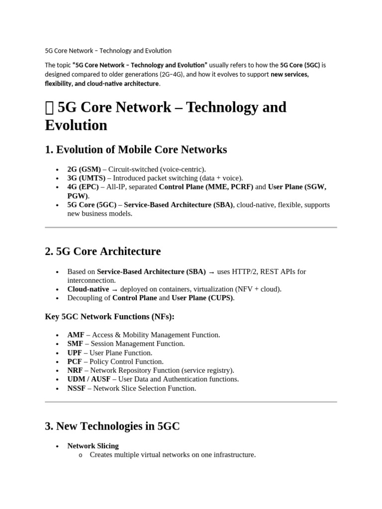 5G Core Network | PDF | Telecommunications | Network Architecture