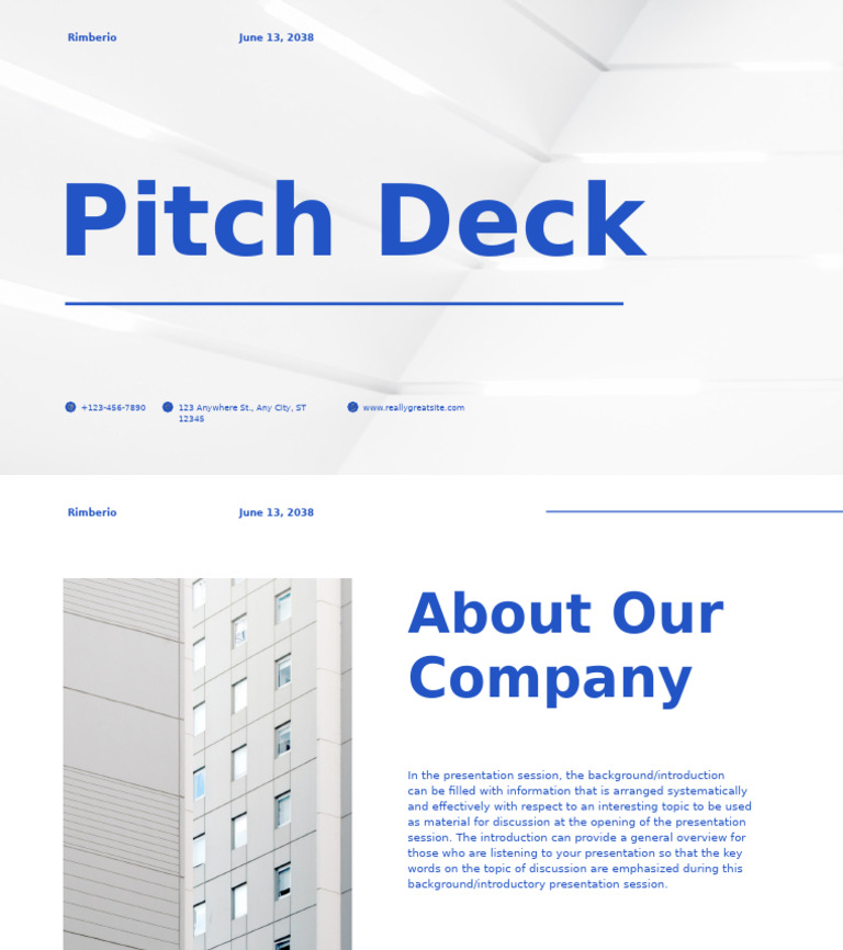 White Blue Simple Business Pitch Deck Presentation | PDF