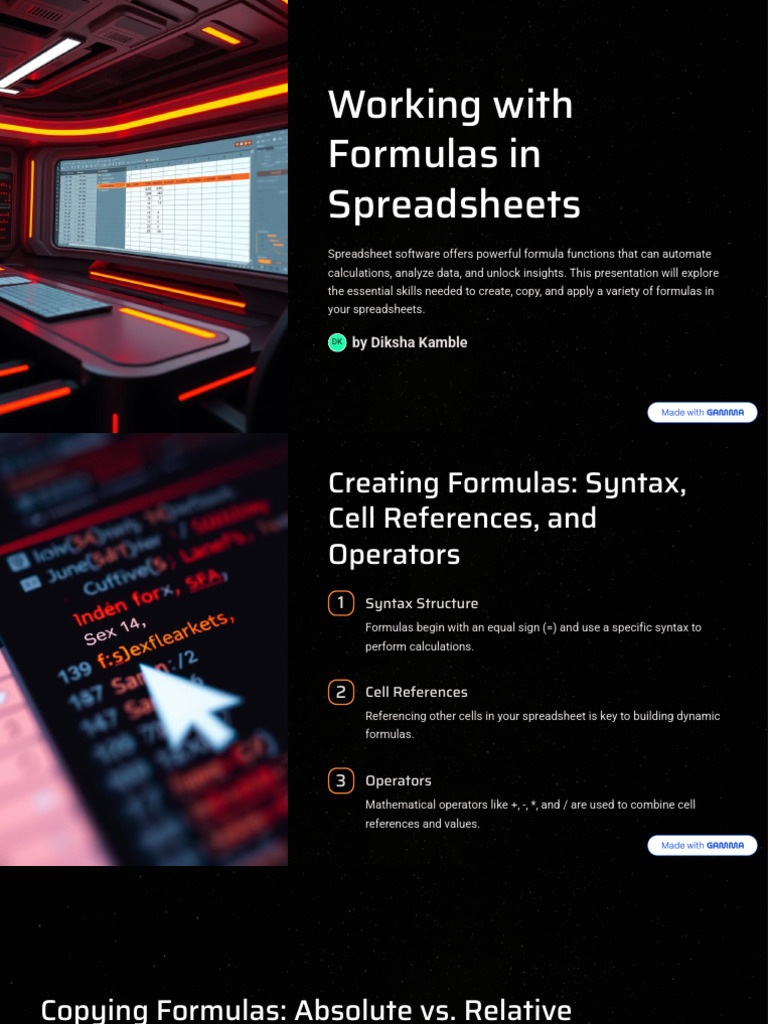Working With Formulas in Spreadsheets | PDF