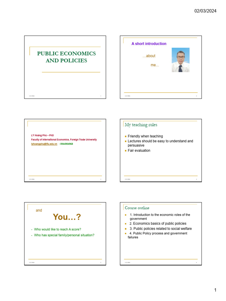 Public Economics and Policies Overview | PDF | Economics | Market ...