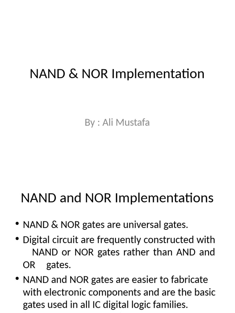 Lecture Nand Nor | PDF | Logic Gate | Digital Electronics