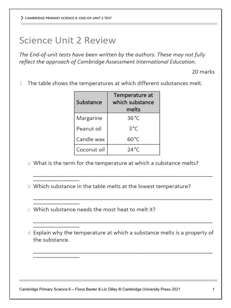 14 - SCIENCE - Practice Tests - Unit 2 Materials (3-Pages) | PDF | Heat ...