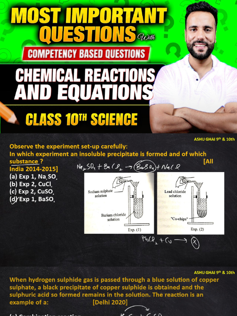 Chemical Reactions Extra Questions Class 10 | PDF
